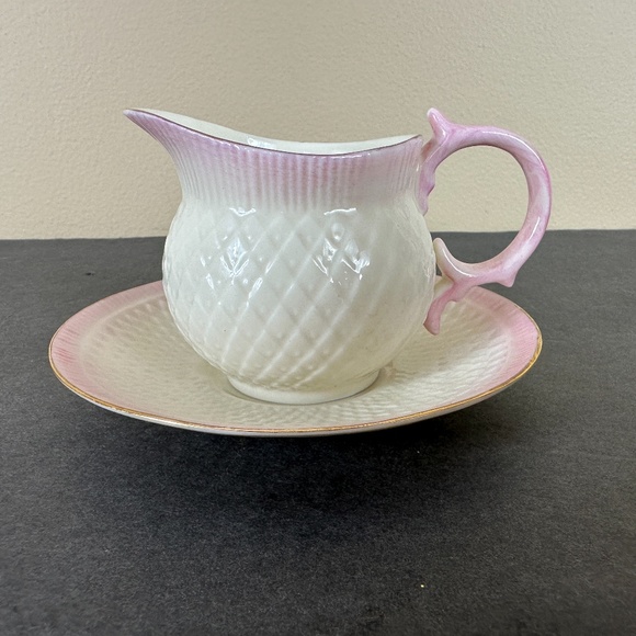 Belleek | Dining | Belleek Pink Creamer With Underplate Vintage | Poshmark